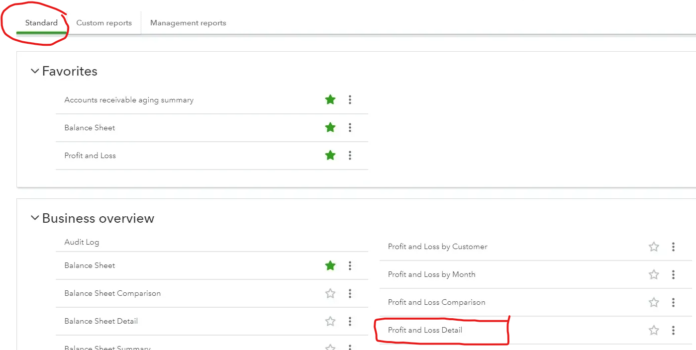 QuickBooks Online - Transaction Detail Report